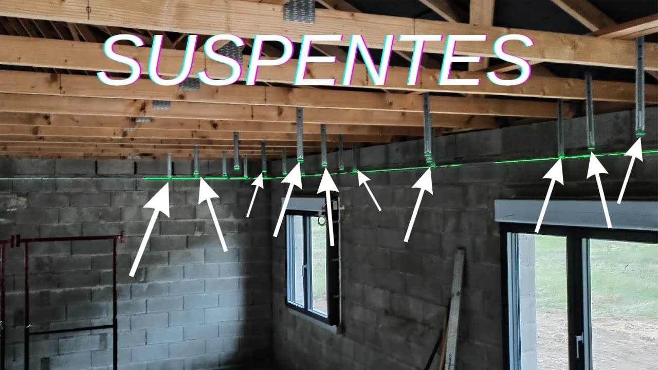 Construction de Maison : Pose des Premières Suspentes du Plafond - YouTube