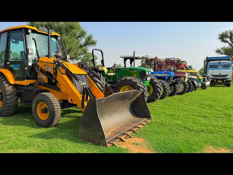 Jcb 3dx loading Mud in TATA Tippers Tractors Swaraj 855 Fe New Holland 3630 4x4 Tractor Thar Truck