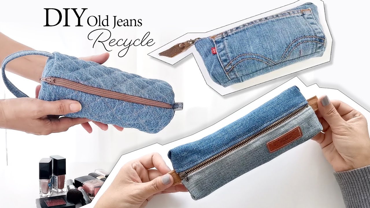 Recycle old jeans with the idea of making a pencil case. - YouTube