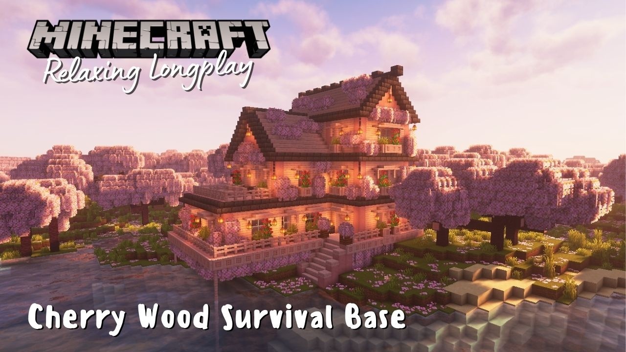 Minecraft Relaxing Longplay - Ultimate Cherry Wood Survival Base🌸🛠 (No ...
