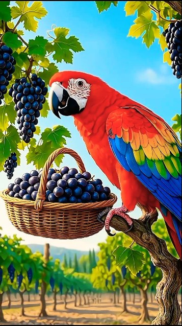 A parrot builds a nest on a lemon tree and lays eggs 😭 #ai #parrot #egg ...