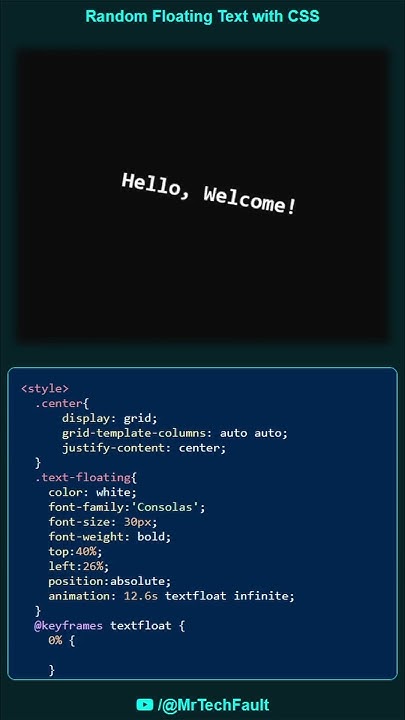 Random Floating Text with CSS #coding #code #css #cssanimation #html #htmlcss - YouTube