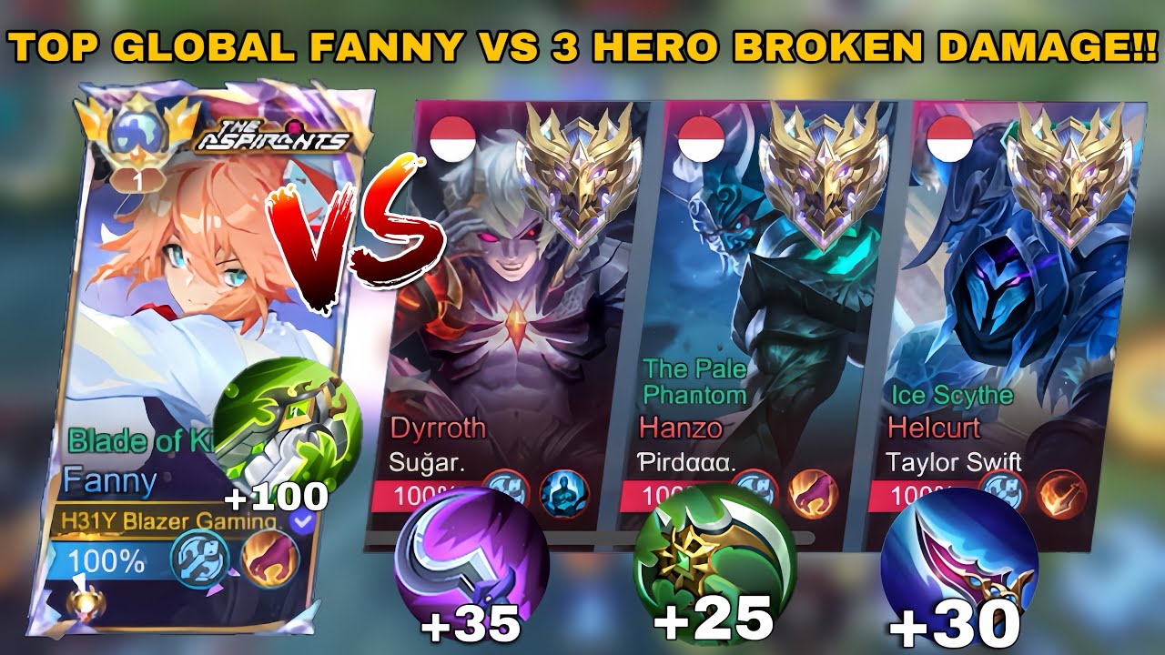 BLAZER TOP GLOBAL FANNY VS HERO l DAMAGE BROKEN!! SOLO RANK GAMEPLAY 🔥 ...