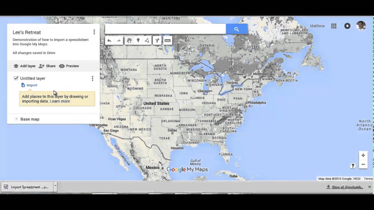 How to Import a Spreadsheet into My Maps - YouTube