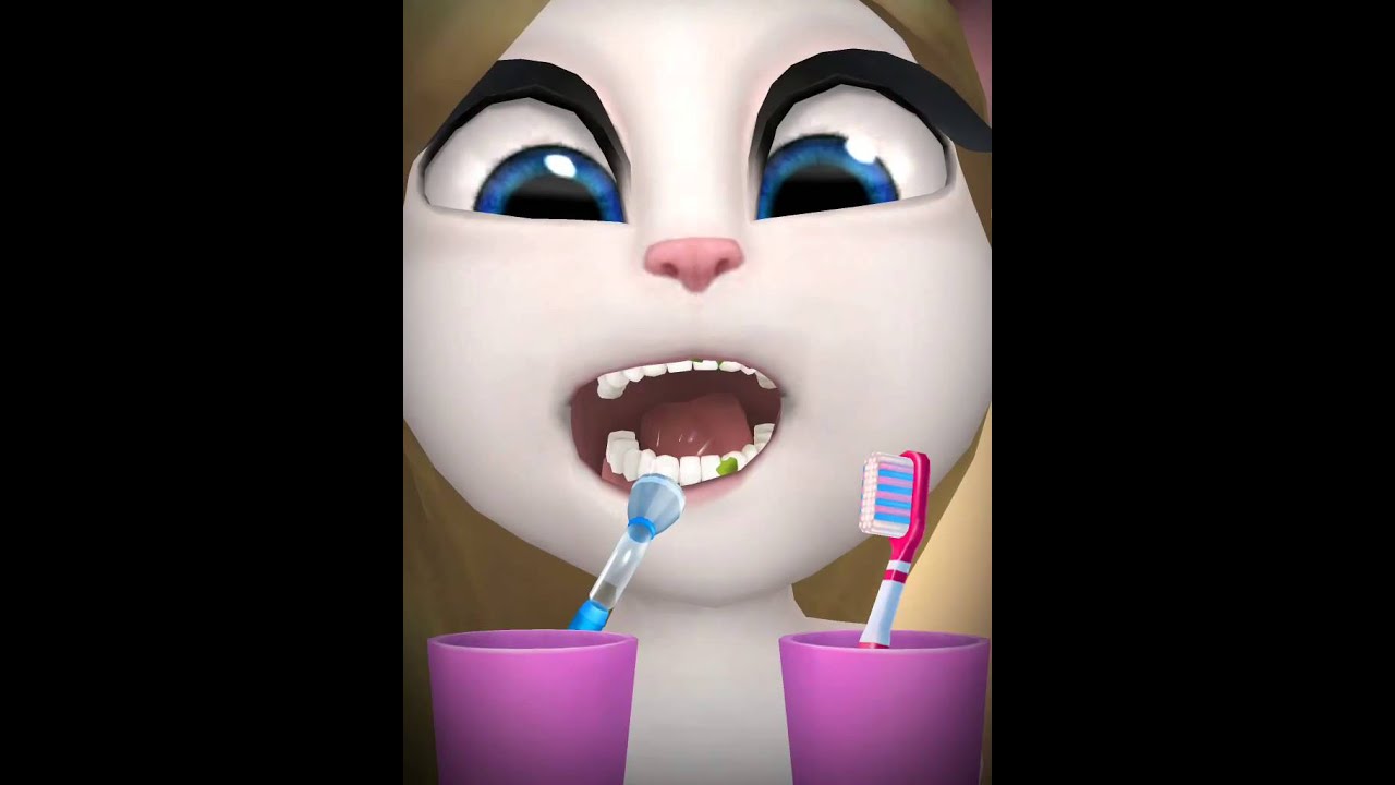 [My Talking Angela] Brushing the pop star Angela teeth - YouTube