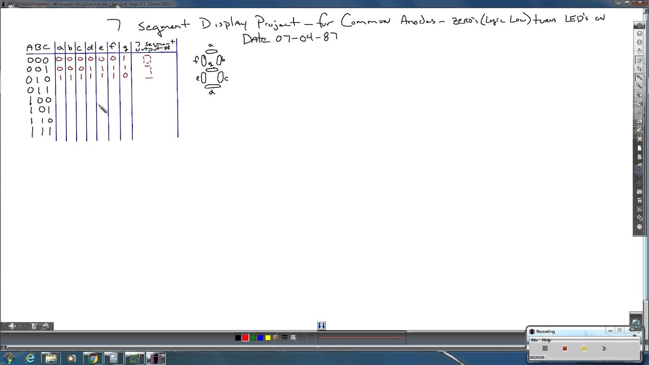 7 segment display truth table for birthday project - YouTube