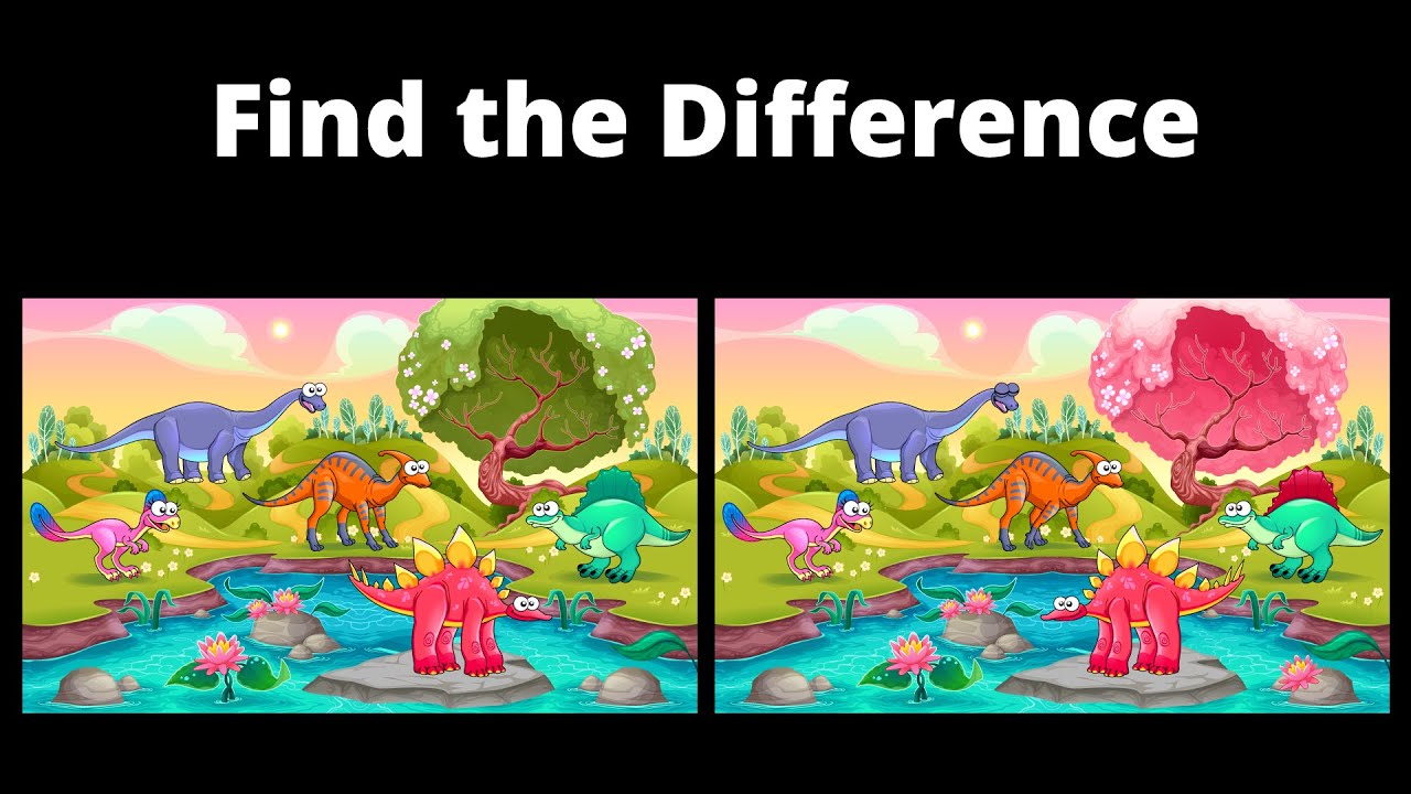 Spot the difference | Dinosaur Pictures Puzzle | Brain Challenge - YouTube