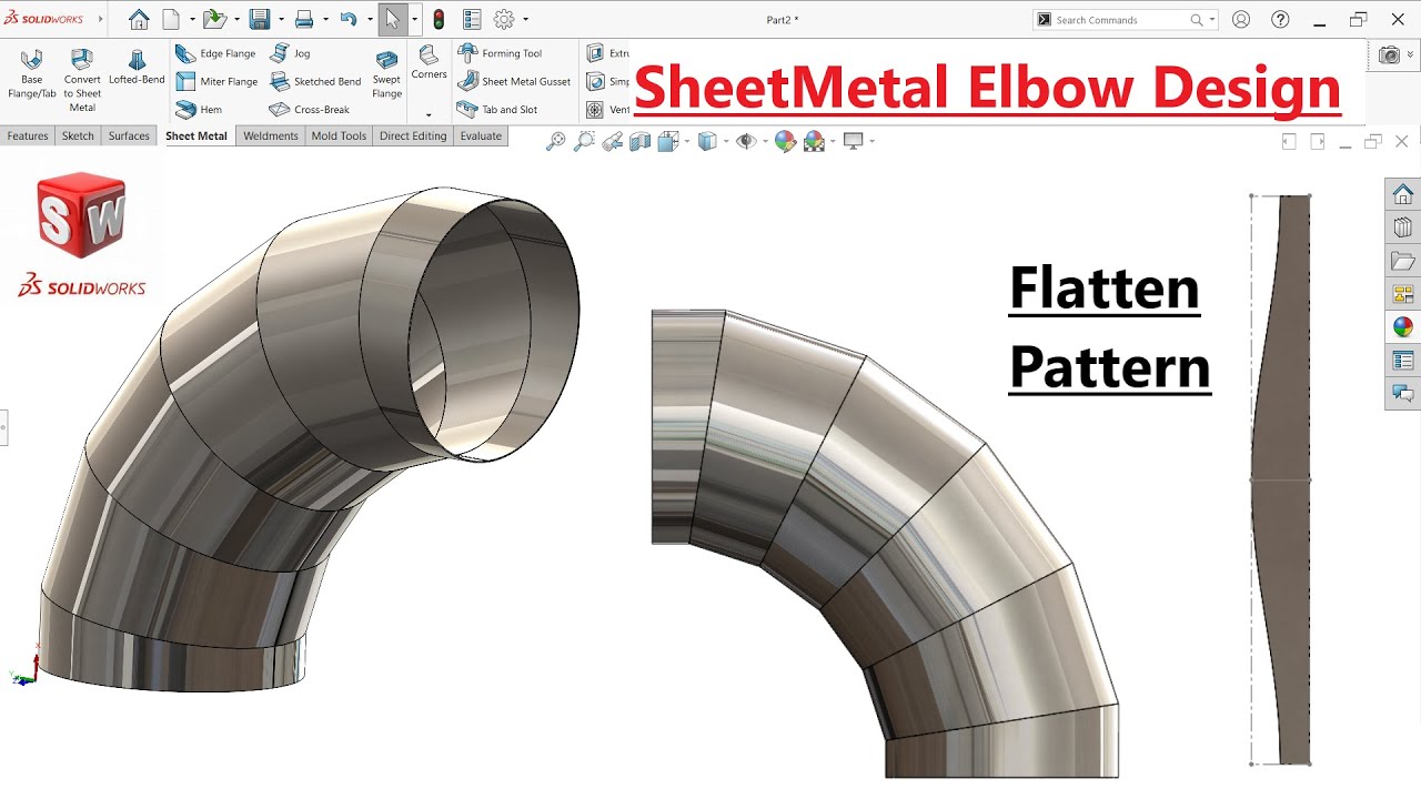 How to make Flat form of Elbow in SolidWorks | SolidWorks Sheet metal ...