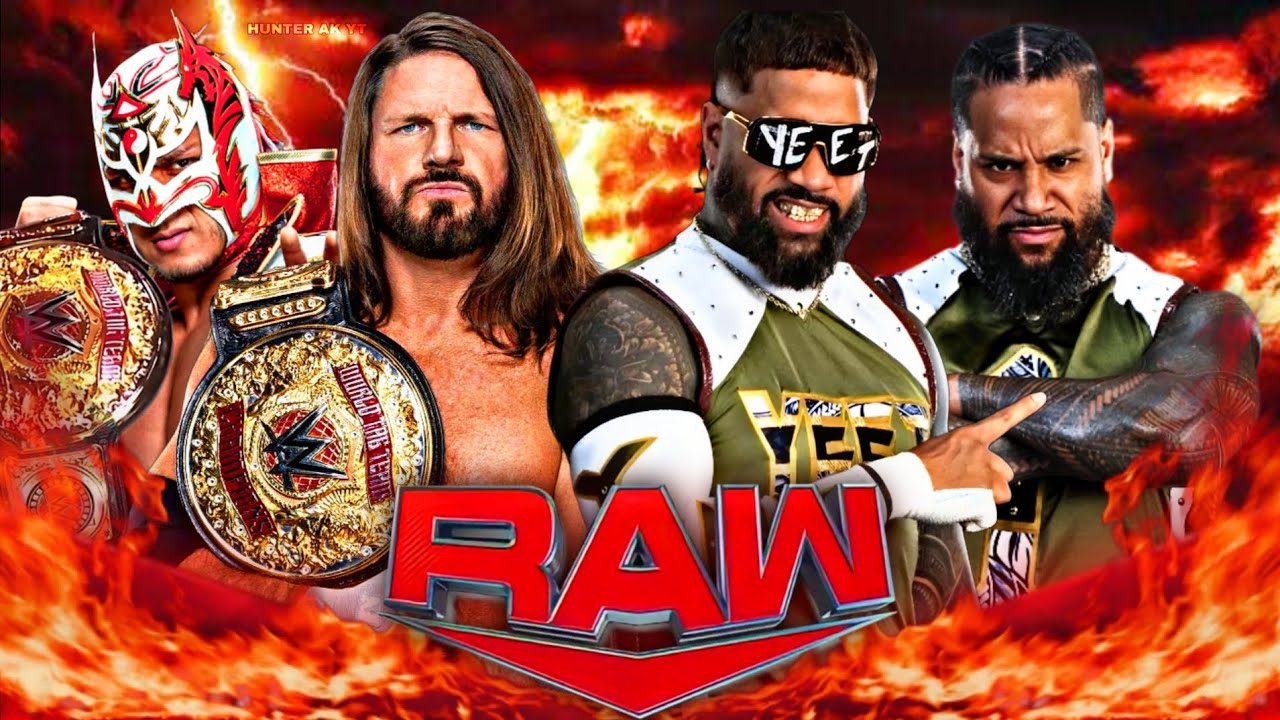 Jey Uso & Jimmy Uso vs. AJ Styles & Dragon Lee WWE Raw Netflix World ...