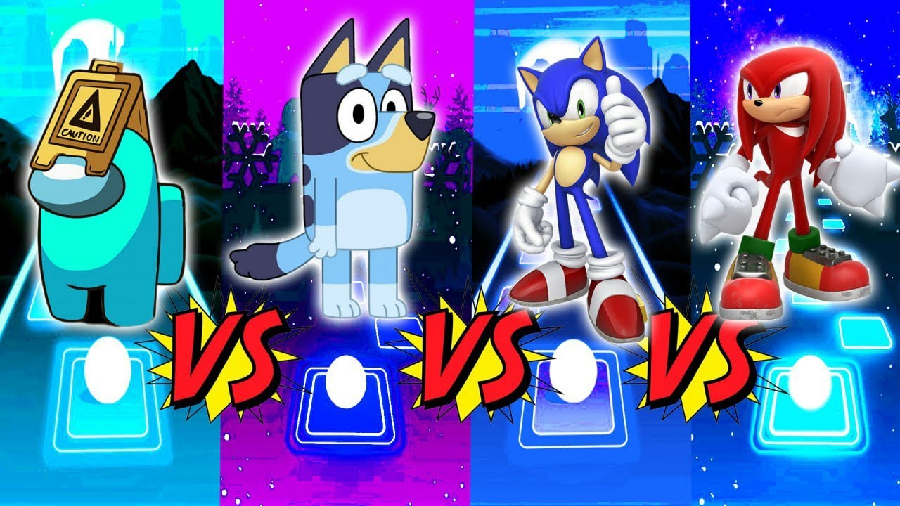 Tiles Hop music game. Among us vs bluey vs sonic vs knuckles - YouTube