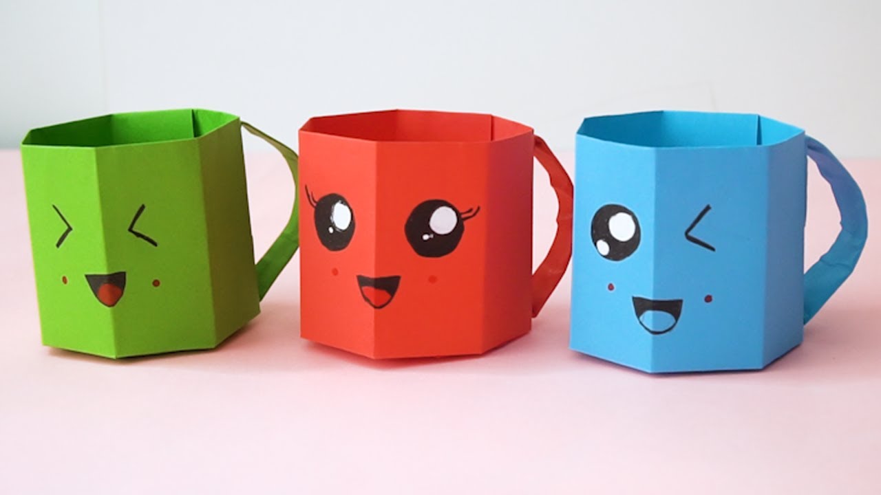 DIY MINI PAPER CUP || How To Make Paper CUP || Paper Crafts For School ...
