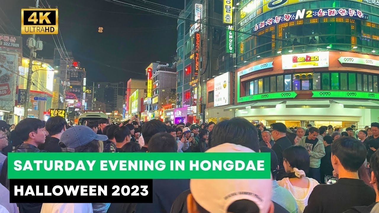 Saturday Evening in Hongdae on Halloween Weekend [4K] - YouTube