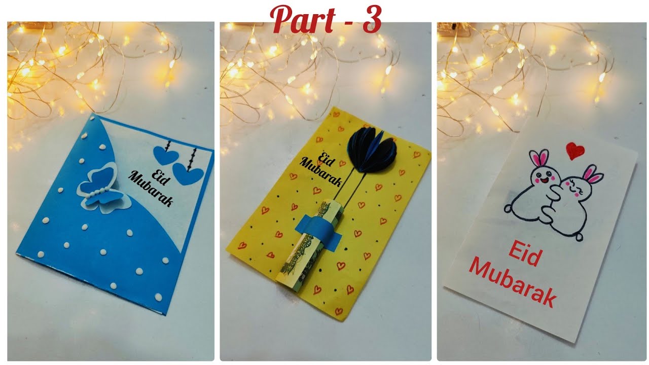 How to make eid mubarak card | Eid mubarak getting card | DIY cute Eid ...