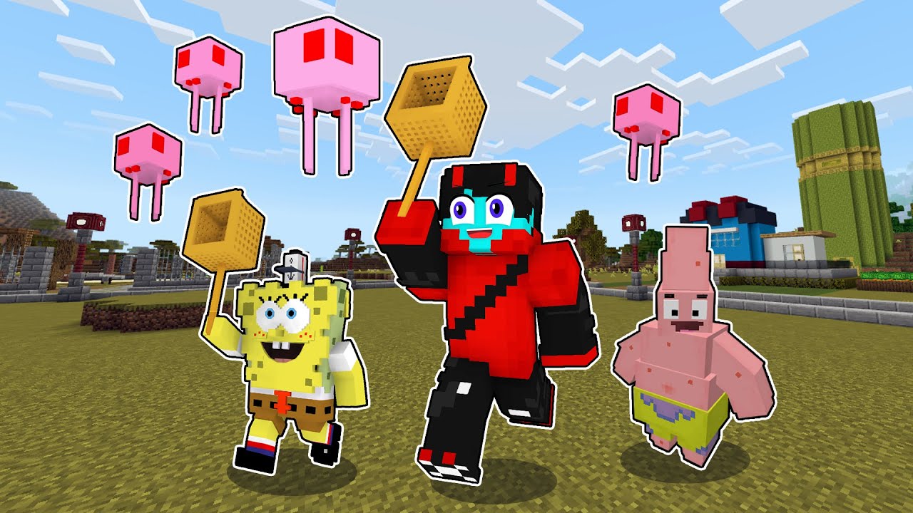 Adopted by Spongebob and Patrick in Minecraft - YouTube