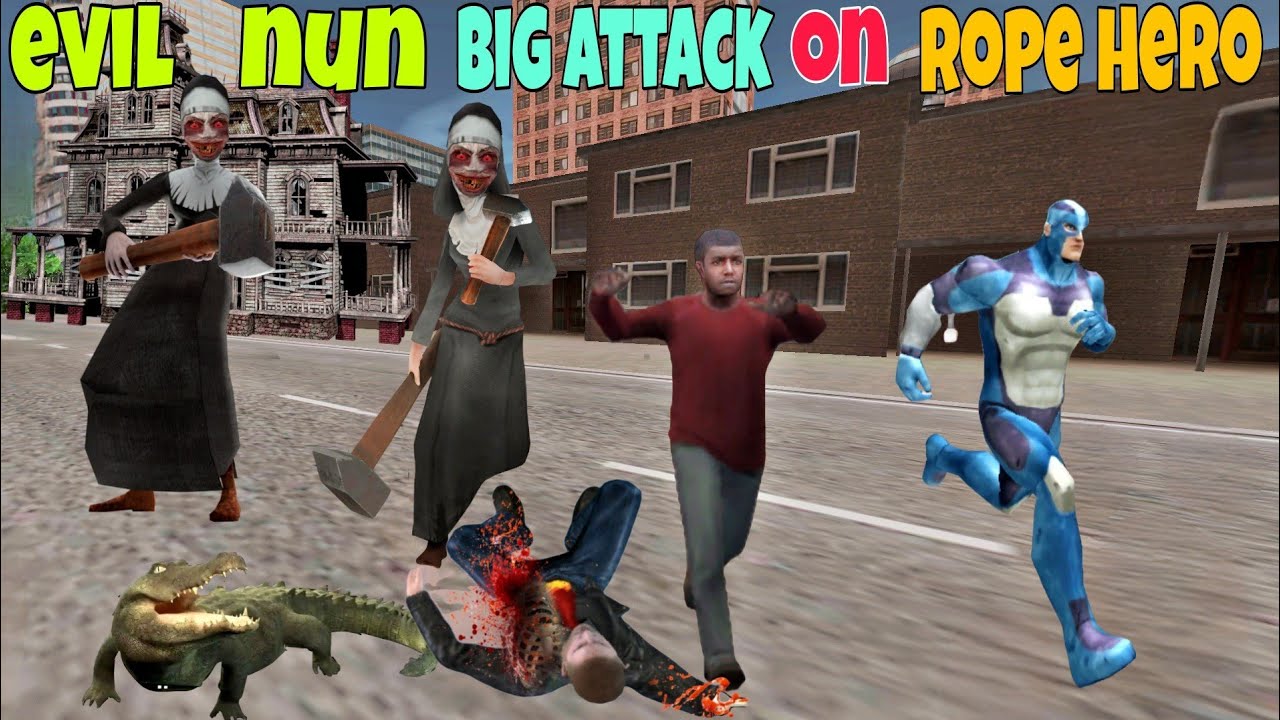 Evil Nun Big Attack On Rope Hero । In Rope Hero Vice Town । Rope Hero ...