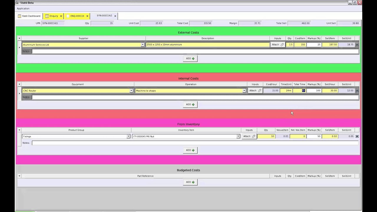 Statii Software - How to quote a part in multiple quantity - YouTube
