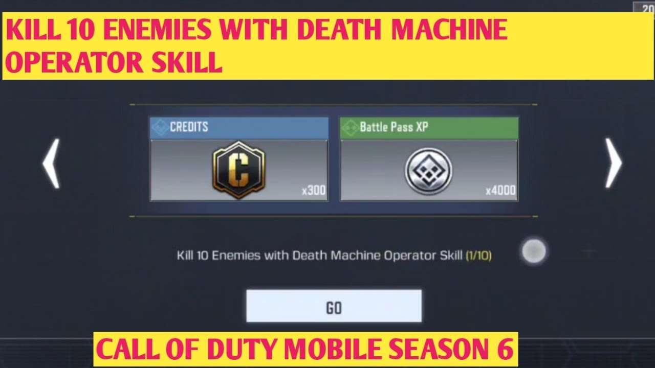KILL 10 ENEMIES WITH DEATH MACHINE OPERATOR SKILL MASTER OPERATOR CALL ...