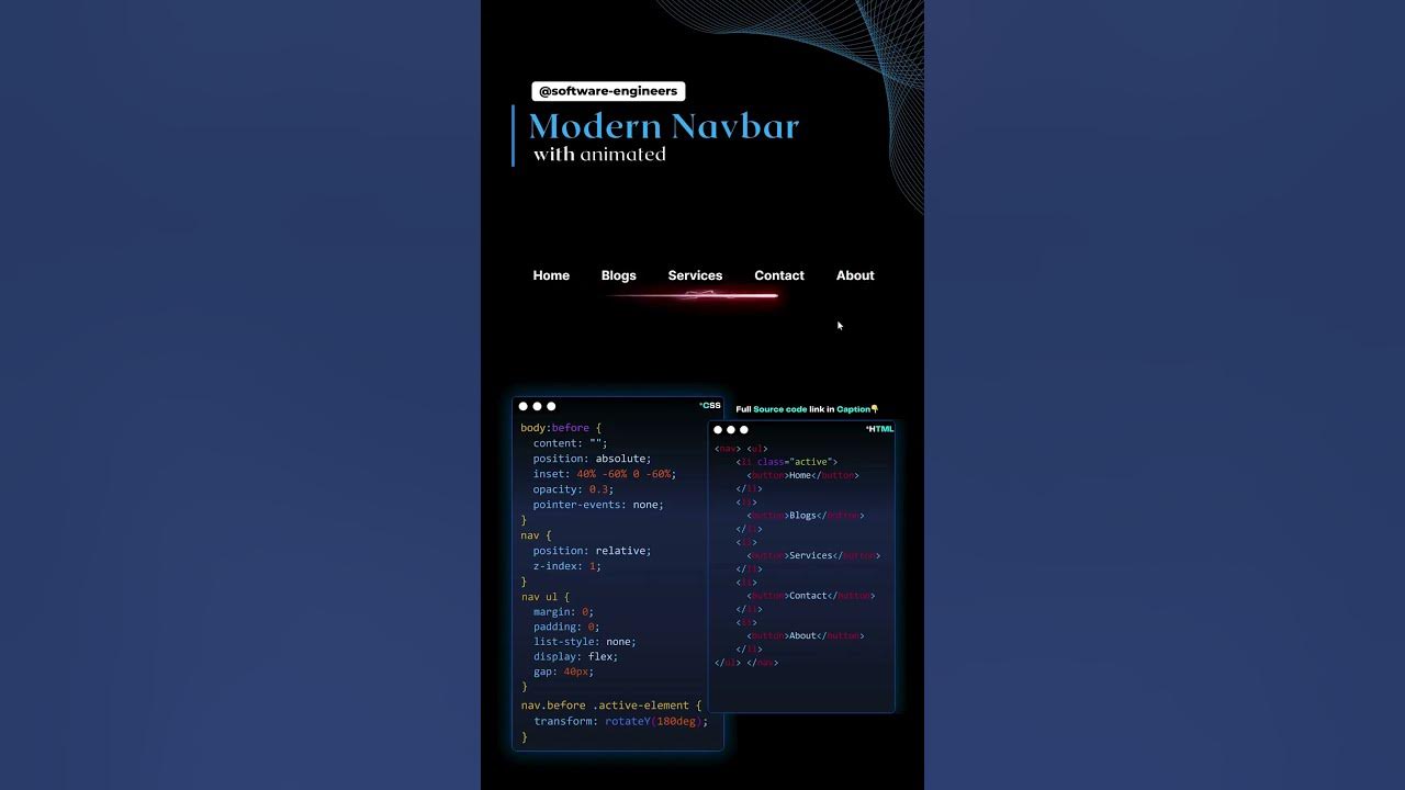 Modern Navbar With Animation Learnhtml5andcss3 Coding Html5css3 Csscoding Css3code Youtube 