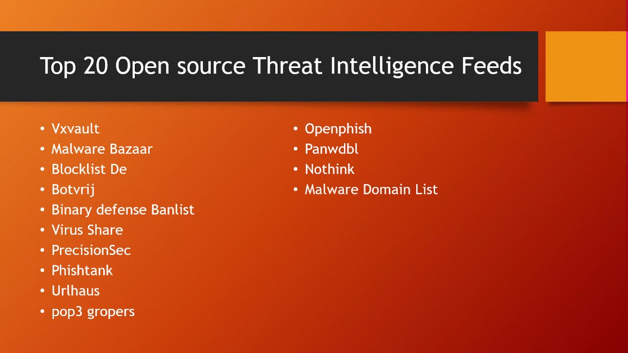 Top 20 Open Source Threat Intelligence Feeds - YouTube