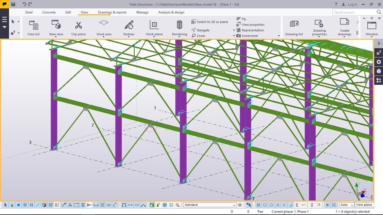 How to place purlins on truss and bracing supporting columns in TEKLA ...