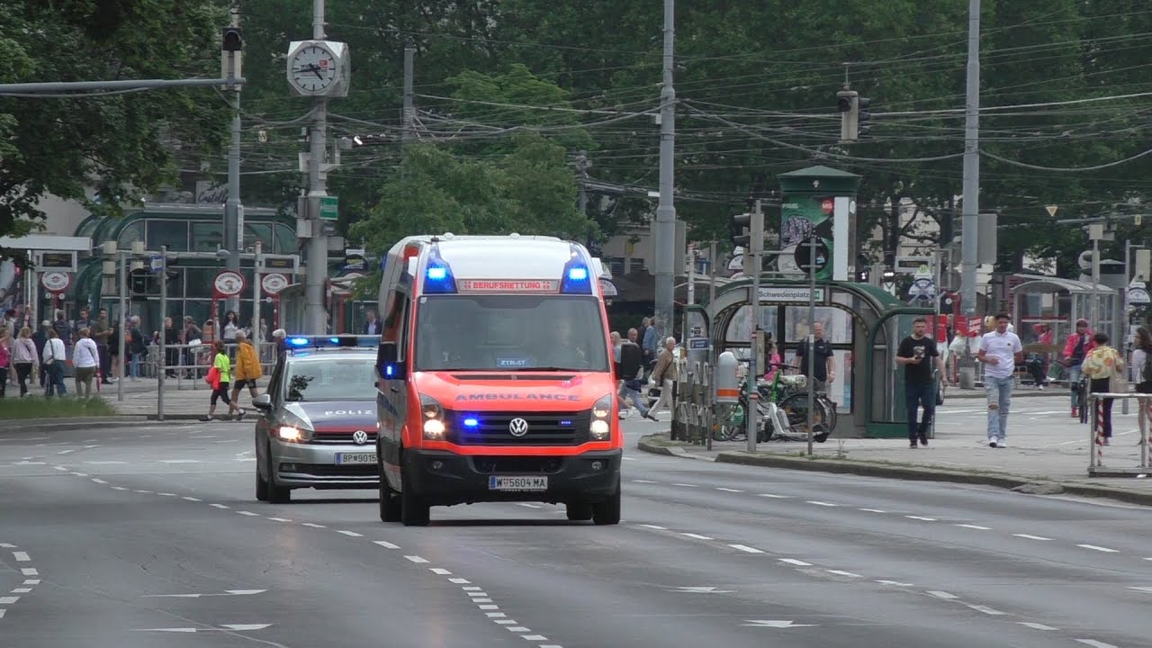 RTW Berufsrettung + FuStW Polizei Wien - YouTube