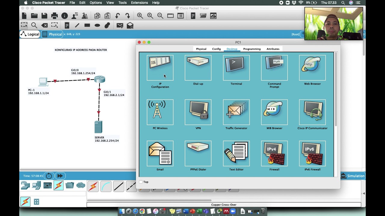 praktek konfigurasi ip address pada router cisco - YouTube