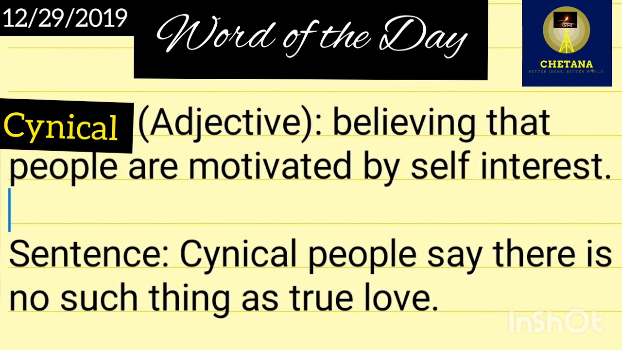 Cynical: (Vocabulary): - YouTube