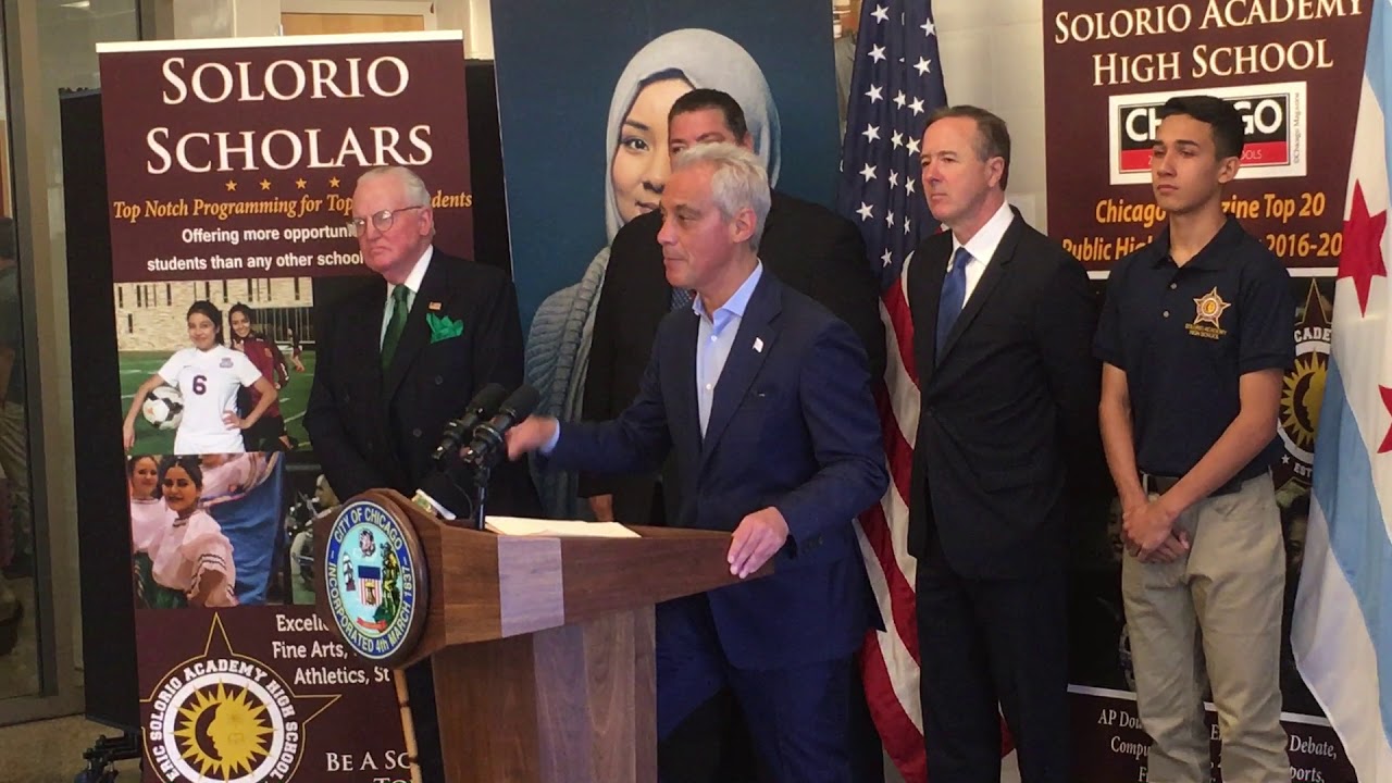 Mayor Rahm Emanuel at Solorio Academy High School - YouTube