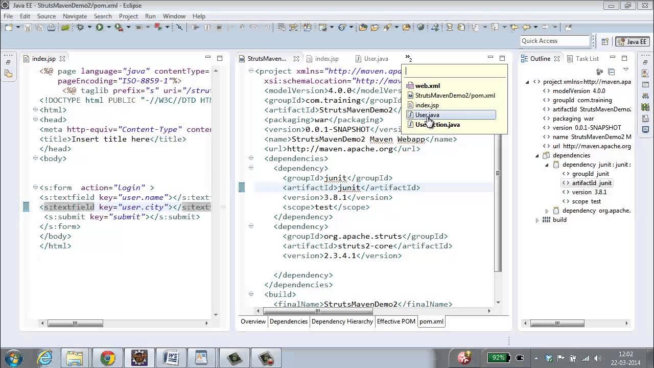 Struts2 - Creating a struts2 web application using maven - YouTube