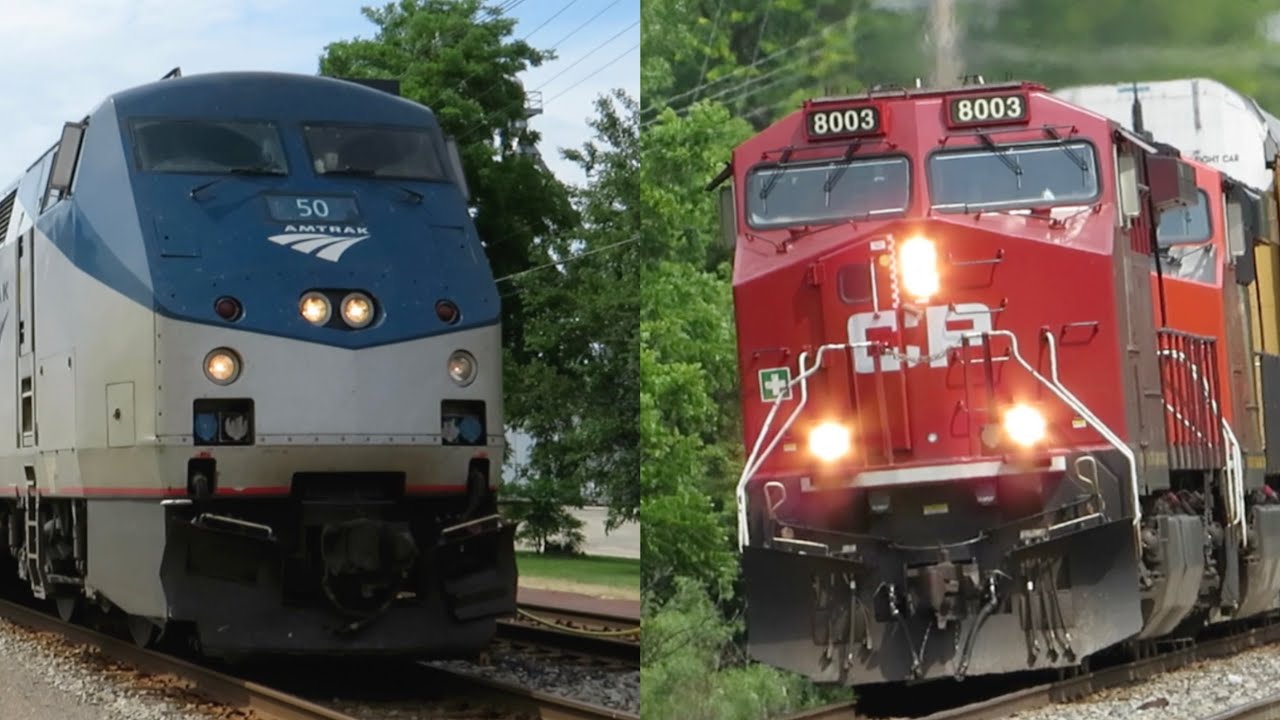INSANE MEET ON THE CP WATERTOWN SUB! CP 149 Meets Amtrak #8 Plus UP CN ...