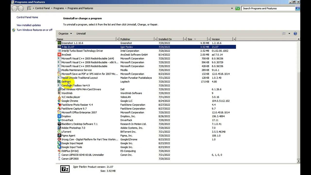 How to uninstall program in Windows 7 - YouTube