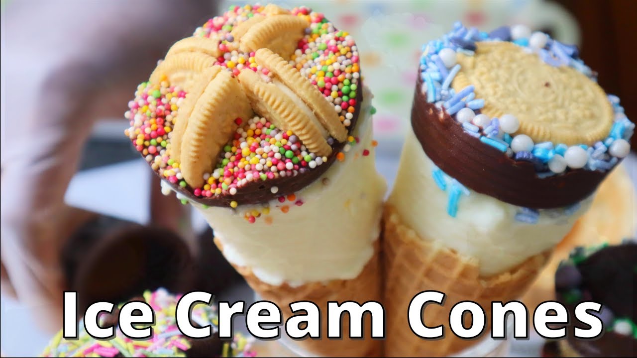Classic Ice Cream Cone Recipe | How to Make Ice Creams in a Biscuit ...