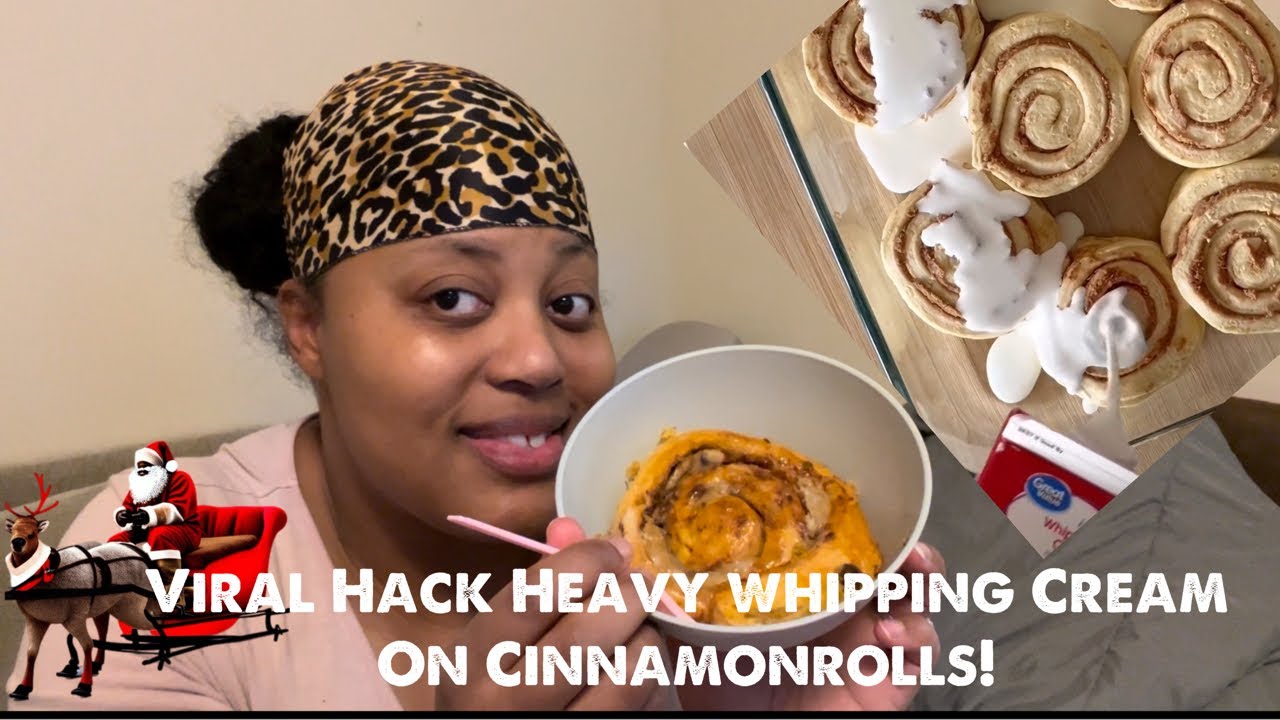 Vlogmas Day 8: trying heavy whipping cream on cinnamon rolls! - YouTube