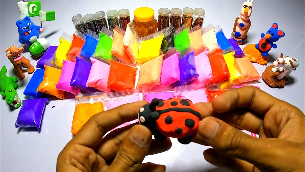 Kids Clay Party mixing Clay | Making Ladybug with Clay | Clay wale ...