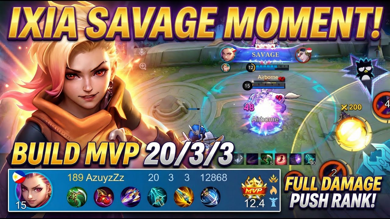 GILA BANGET! Ixia Savage Moment 20 Kill: Build Full Damage MVP 12.4 ...