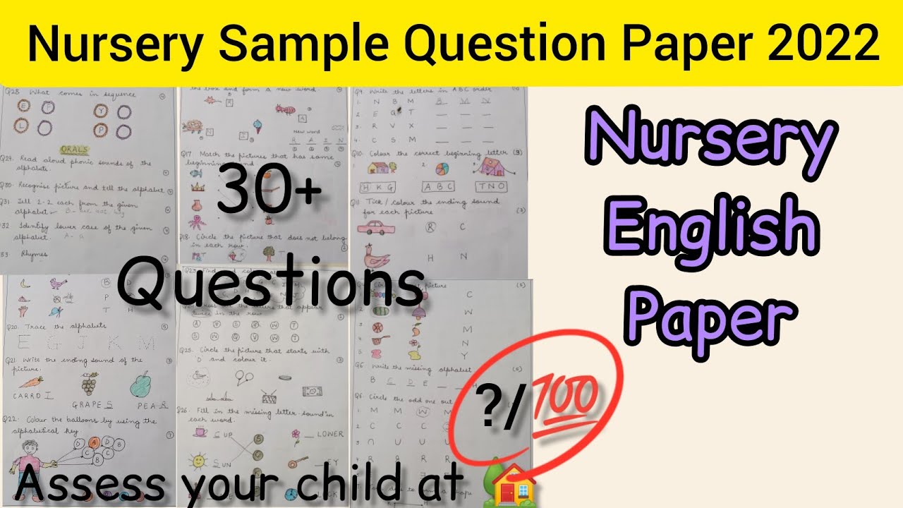 Sample Question Paper for Nursery || English paper with 30+ questions 📝 ...