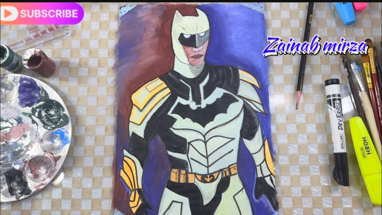 How to draw bat man painting || batman drawing || batman acrylic ...