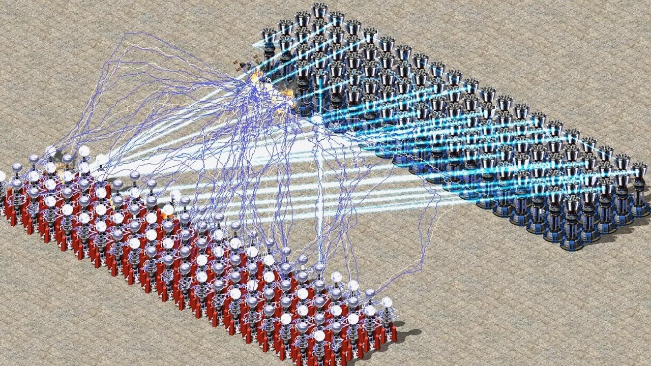 Defense Towers Battle - Tesla vs Prism - Red Alert 2 - YouTube