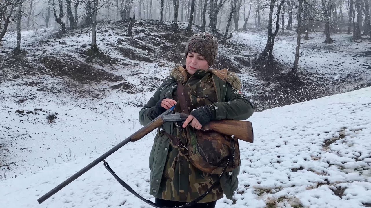 Hunting a beautiful bird in a snowy mountain and on a snowy day/hunting ...