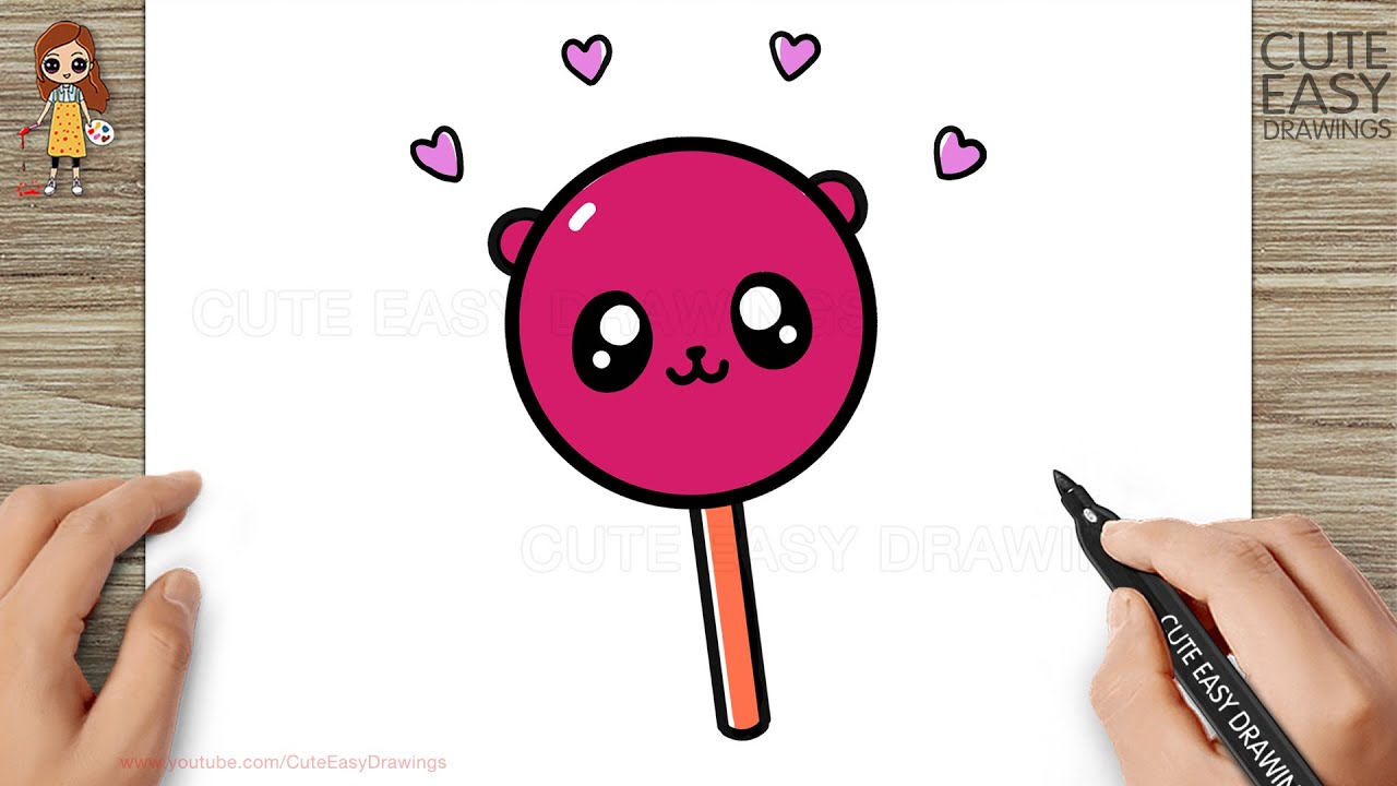 How to Draw a Cute Lollipop Easy for Kids and Toddlers - YouTube