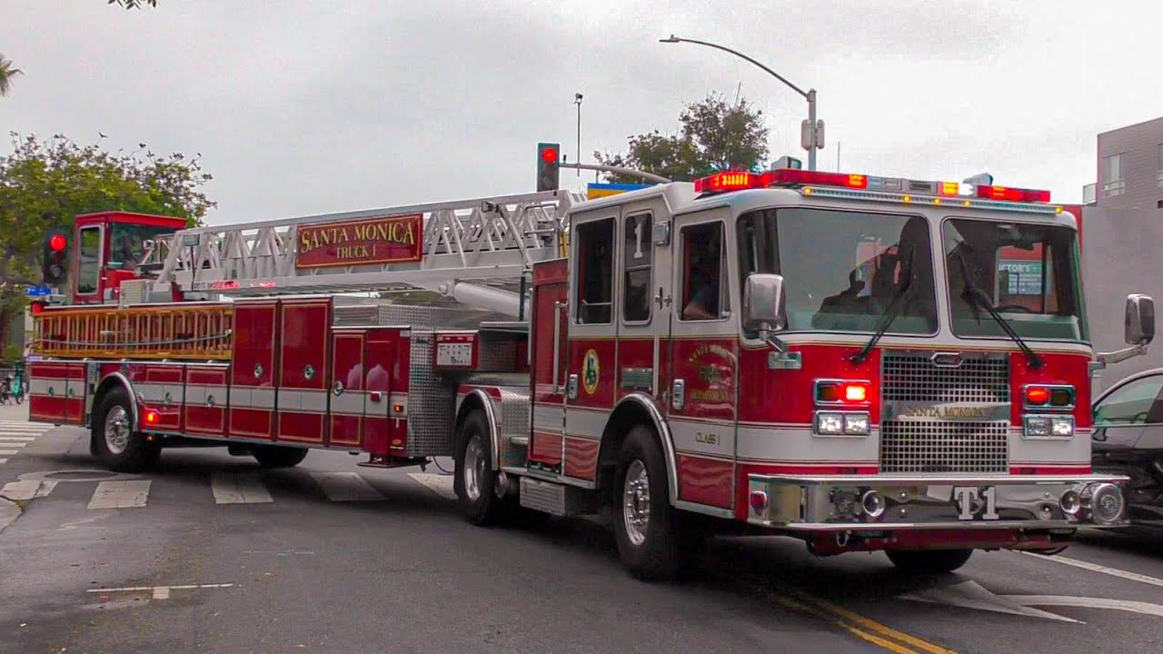 Santa Monica Fire Dept. Truck Co. 1 Responding - YouTube