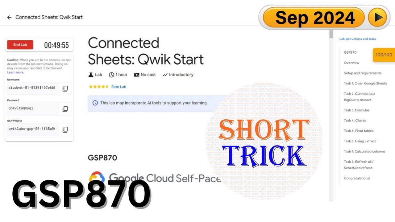 2024 Connected Sheets Qwik Start Gsp870 Qwiklabs Youtube