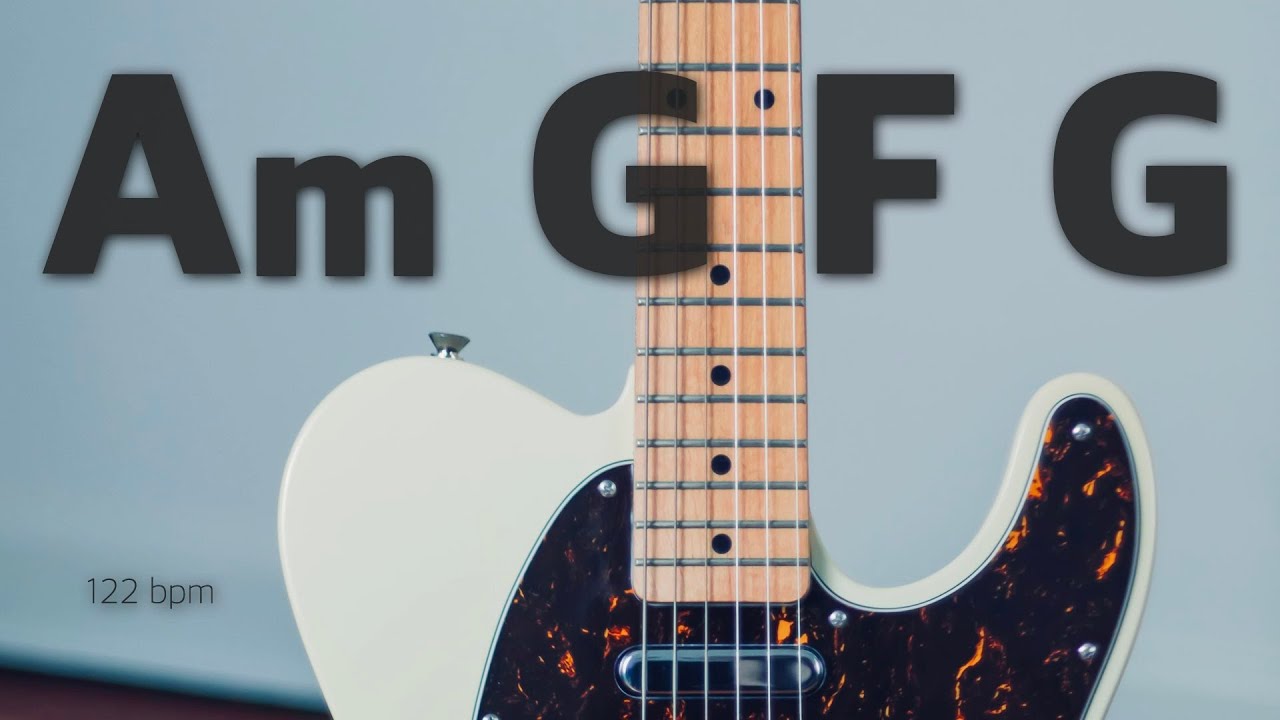 A minor guitar backing track (Am-G-F-G) | Electric guitar (122 bpm ...