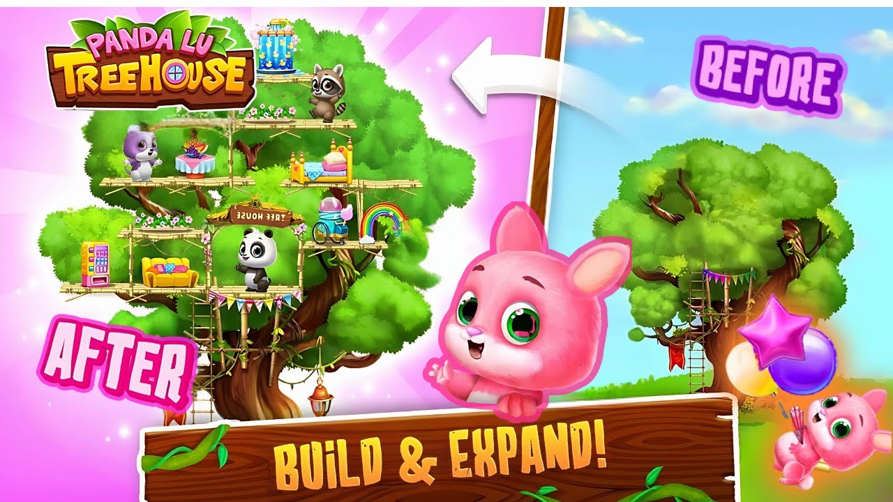 Panda Lu Treehouse 🤪 Crazy Fun with Cute Pet Friends | Build & Play ...