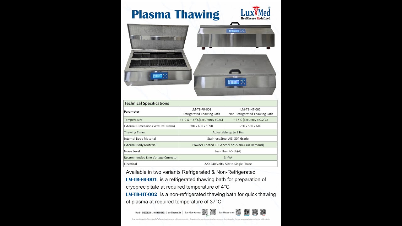 LuxMed® Thawing Bath ; Plasma Thawing Bath; Blood Bank Thawing Bath ...