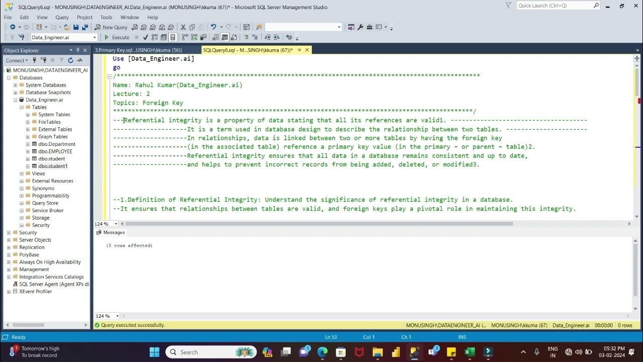 3. Foreign key in SQL, Referential integrity and Violating Referential Integrity - YouTube