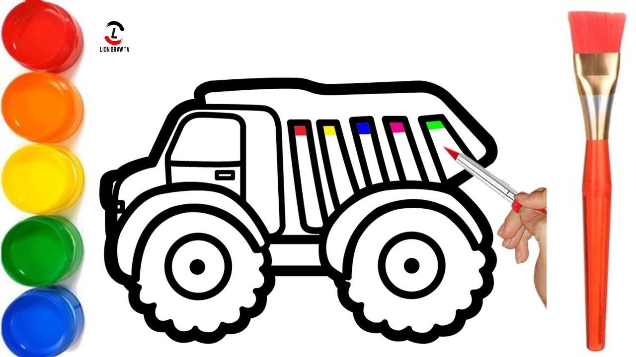 How to Draw mining truck drawing, Painting and Coloring for Kids ...
