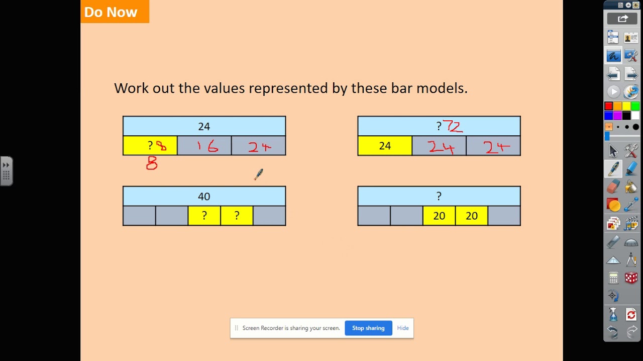 Percentage pre bar model - YouTube