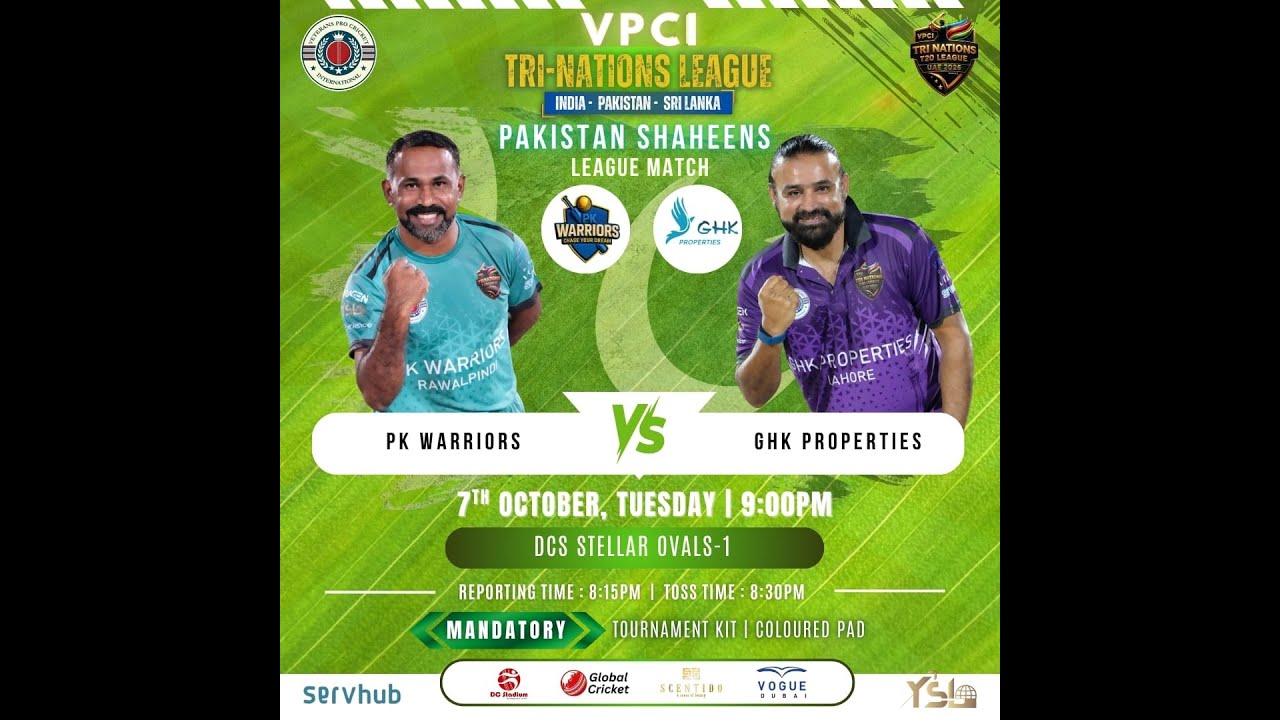 VPCI TRI NATIONS SERIES - PK WARRIORS vs UAE GHK PROPERTIES - YouTube