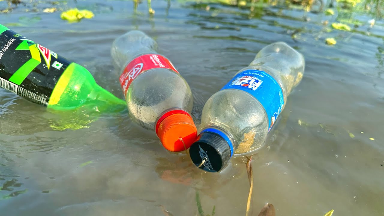 Bottle Fishing | Traditional Fish Catching By Hook Trap In Bill Water ...
